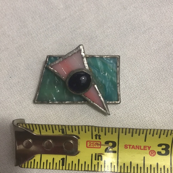 Jewelry | Vintage Mcm Stained Glass Brooch In Geometric Shaped | Poshmark
